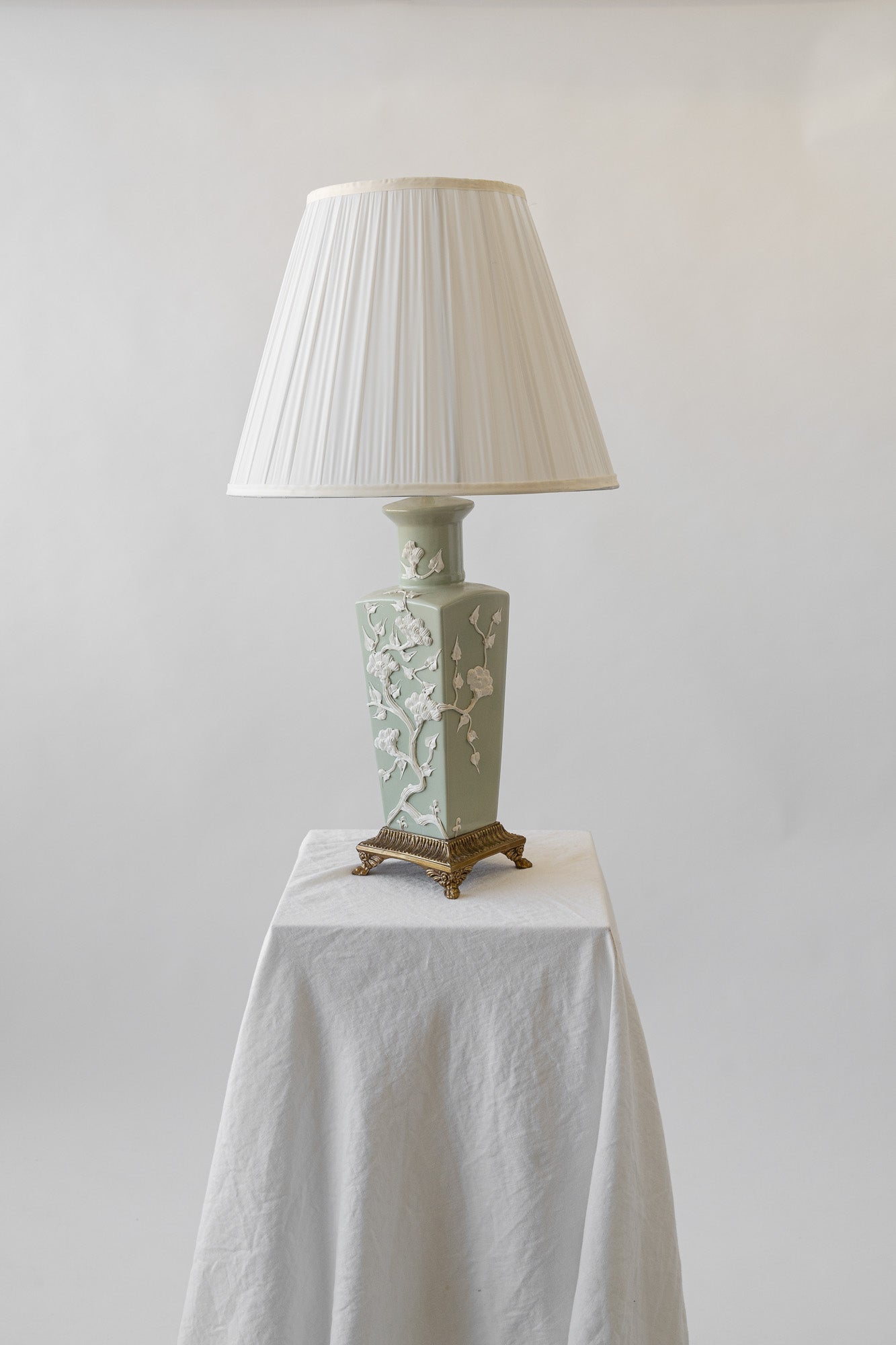 Porcelain Table Lamp with Fluted Shade – Caroline Turner Interiors